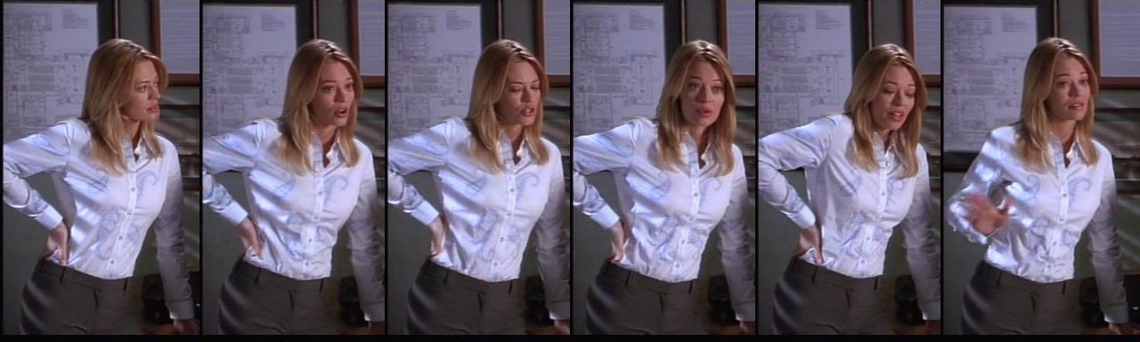 Ladies in Satin Blouses: Jeri Ryan - white blouse