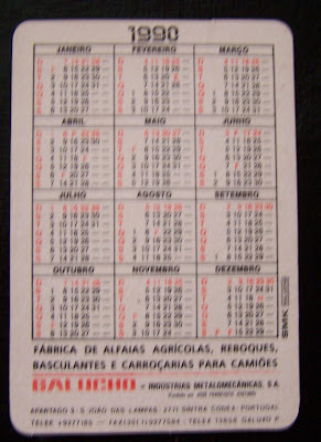 Ricardo Rarity Hunter: Calendário 1990