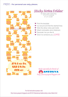Anzouya: Tutorial - Printable - Sticky Notes Folder