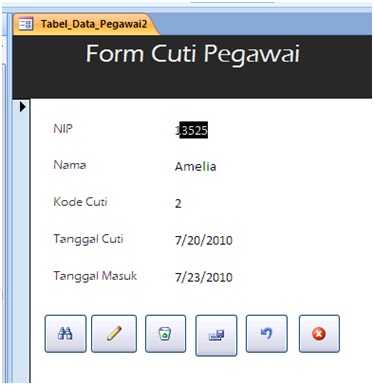 Database System Informasi Pegawai: Form Database System Pegawai
