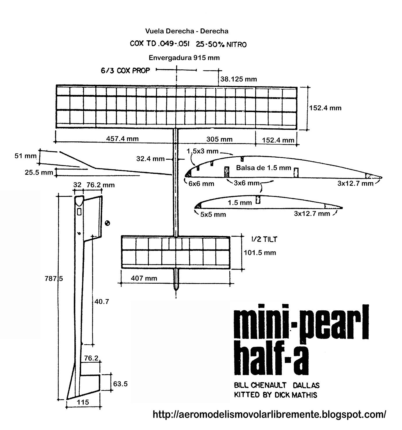 Volar Libremente - Free Flight Models Airplanes: Mini Pearl - 1\2 A de ...