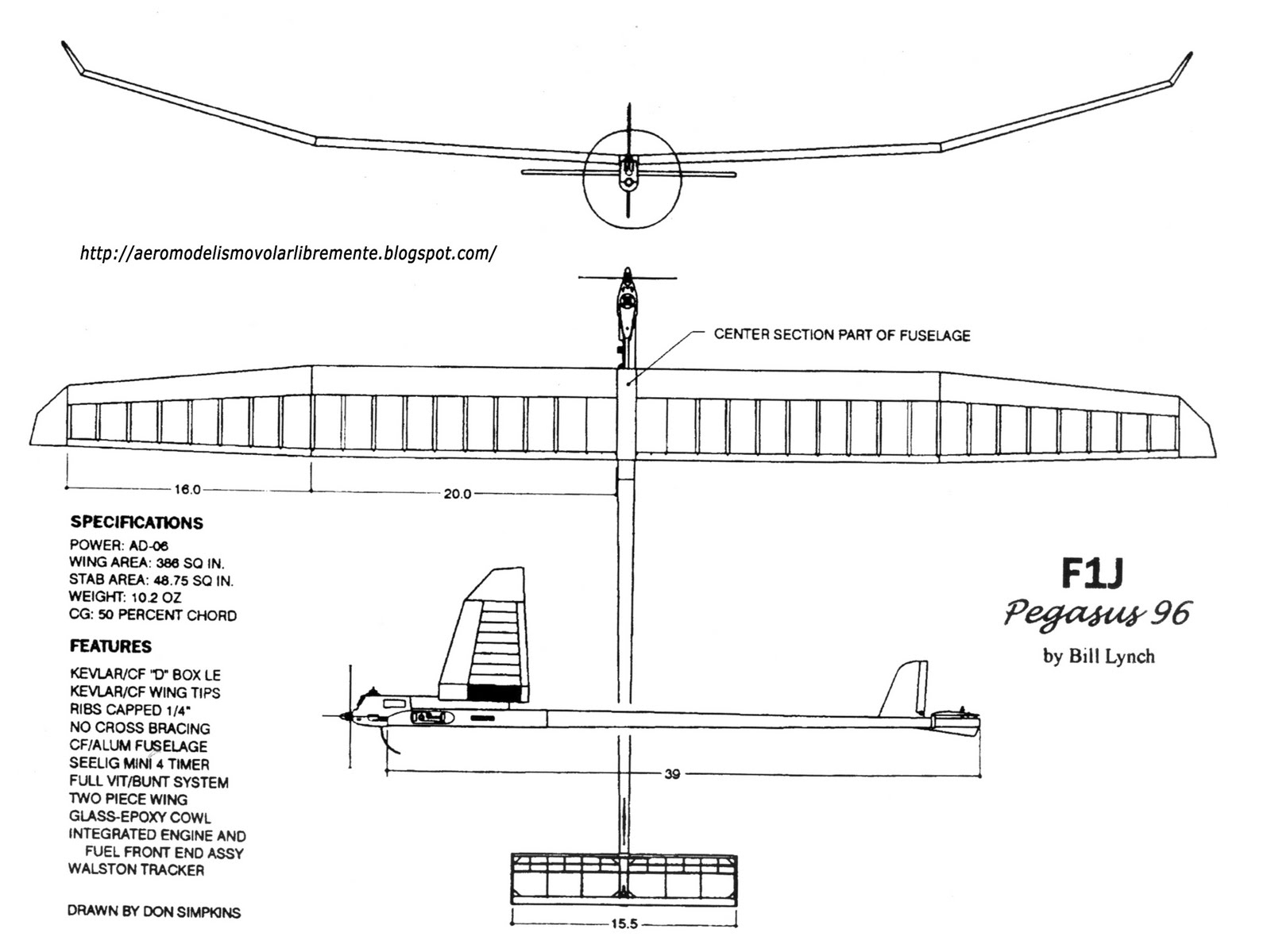 Volar Libremente - Free Flight Models Airplanes: PEGASUS F1J de Bill ...