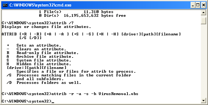 Removing the virus VirusRemoval.vbs