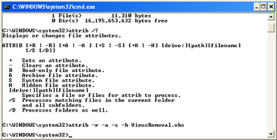 dominoc: Removing the virus VirusRemoval.vbs
