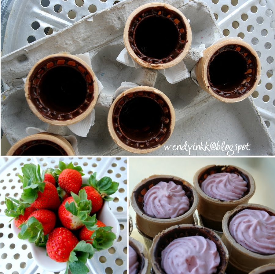 Table for 2.... or more: Strawberry Mousse Cones with Chocolate Ganache ...