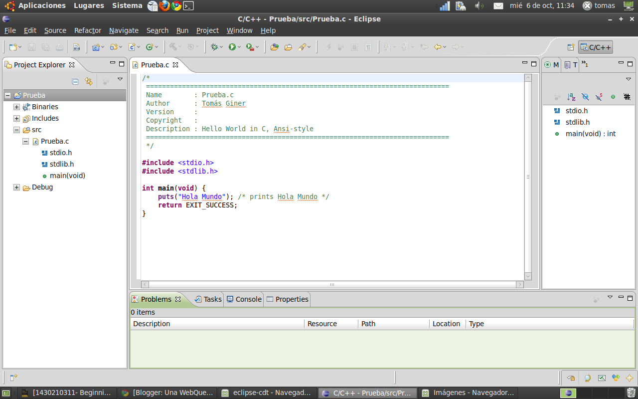 Eclipse como herramienta para programar en C: octubre 2010