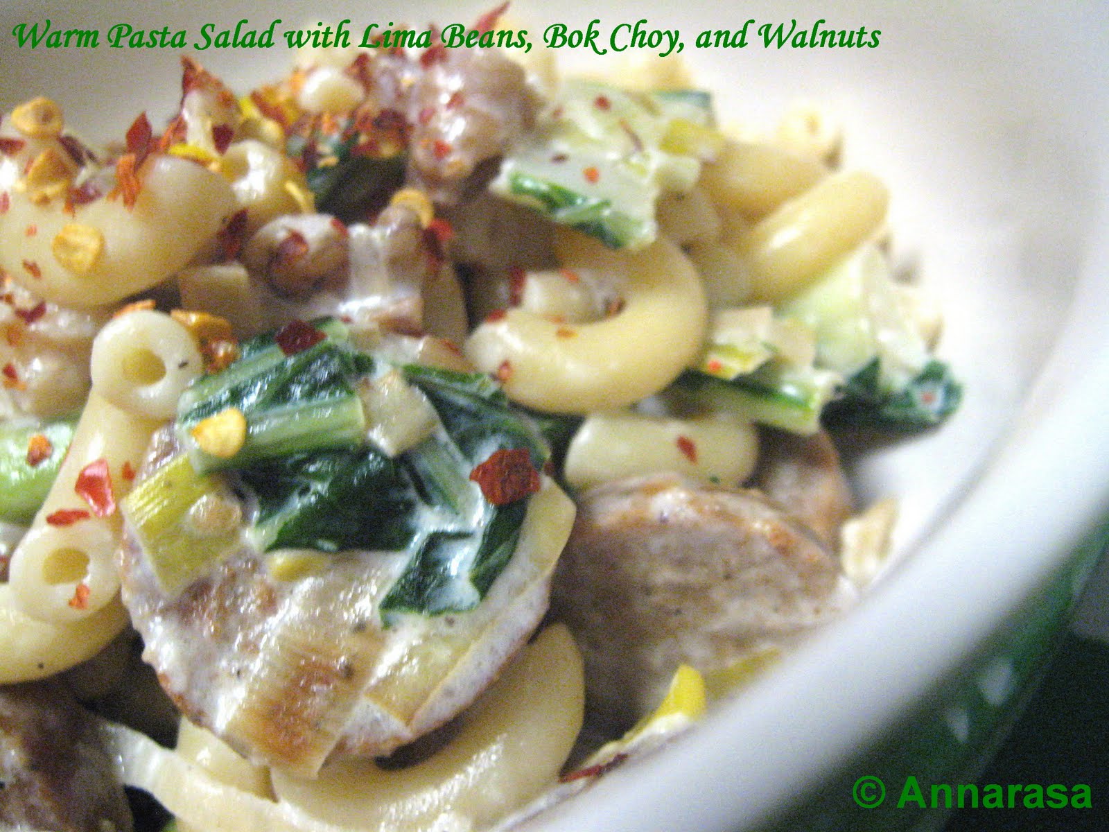 Annarasa ~ Essence of Food: Warm Pasta Salad with Lima Beans, Bok Choy ...
