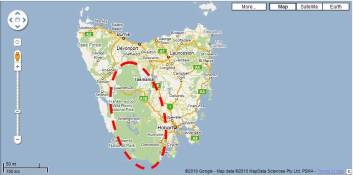 Gone To Smell the Roses: Tasmania - the maps (from Google maps)