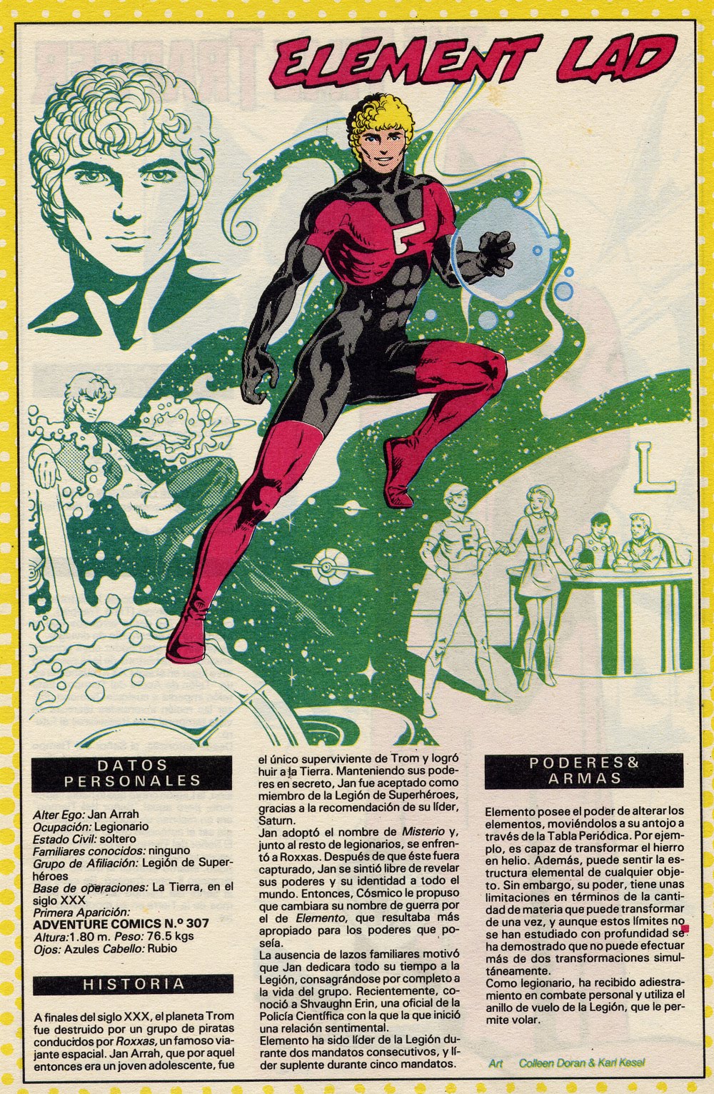 Fichas de Superheroes Marvel y DC: Elemento