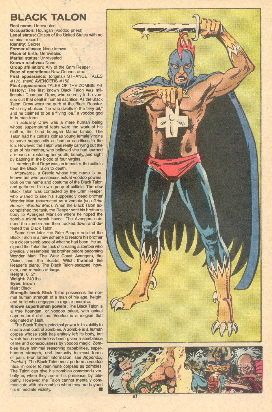 Fichas de Superheroes Marvel y DC: Garra Negra