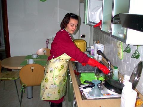 scullerymaids: scullery maid in rubber apron