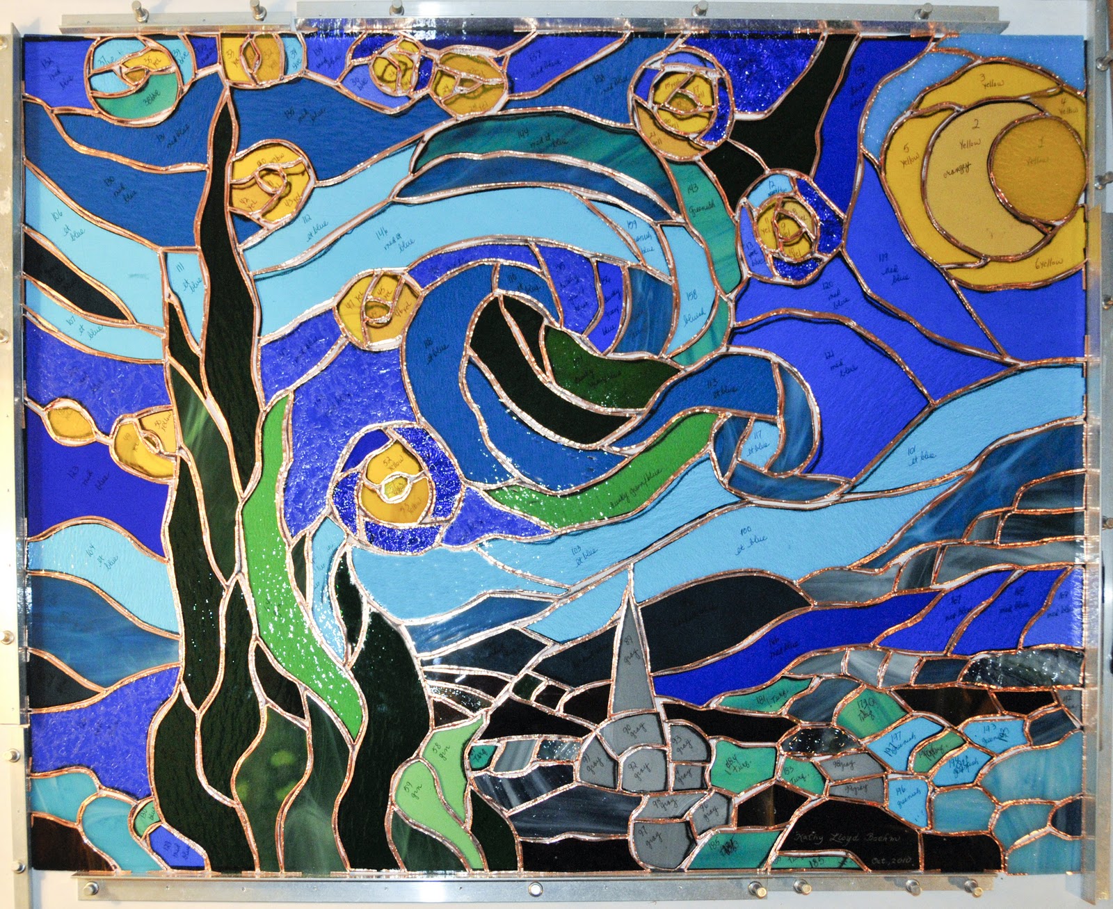 Boehm Stained Glass Blog: Starry Night copper foiled