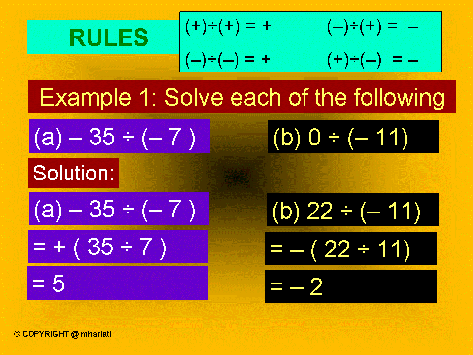 TIP BELAJAR MATEMATIK (TIPS FOR LEARNING MATHEMATICS): DIVISION OF INTEGERS