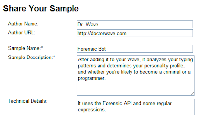 Google Wave Developer Blog: Share Your Work in the Wave Samples Gallery