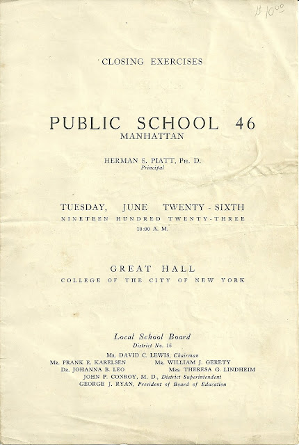 Heirlooms Reunited: 1923 Closing Exercises Program, Public School 46 ...
