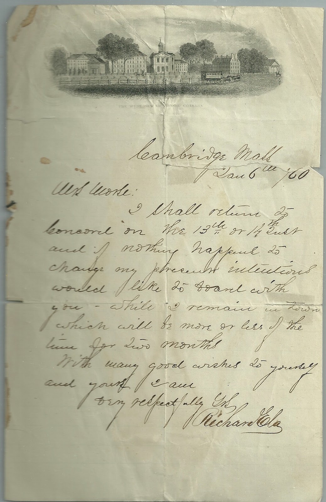 Heirlooms Reunited: 1860 letter from Richard Ela (1796-1863) to Mrs ...
