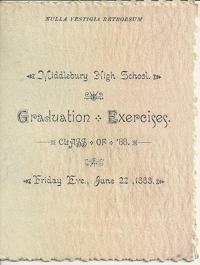 Heirlooms Reunited: 1888 Graduation Program, Middlebury, Vermont High ...