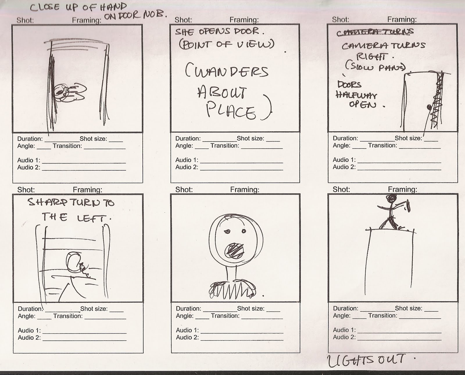 G321 Foundation production: Horror Film Story Board