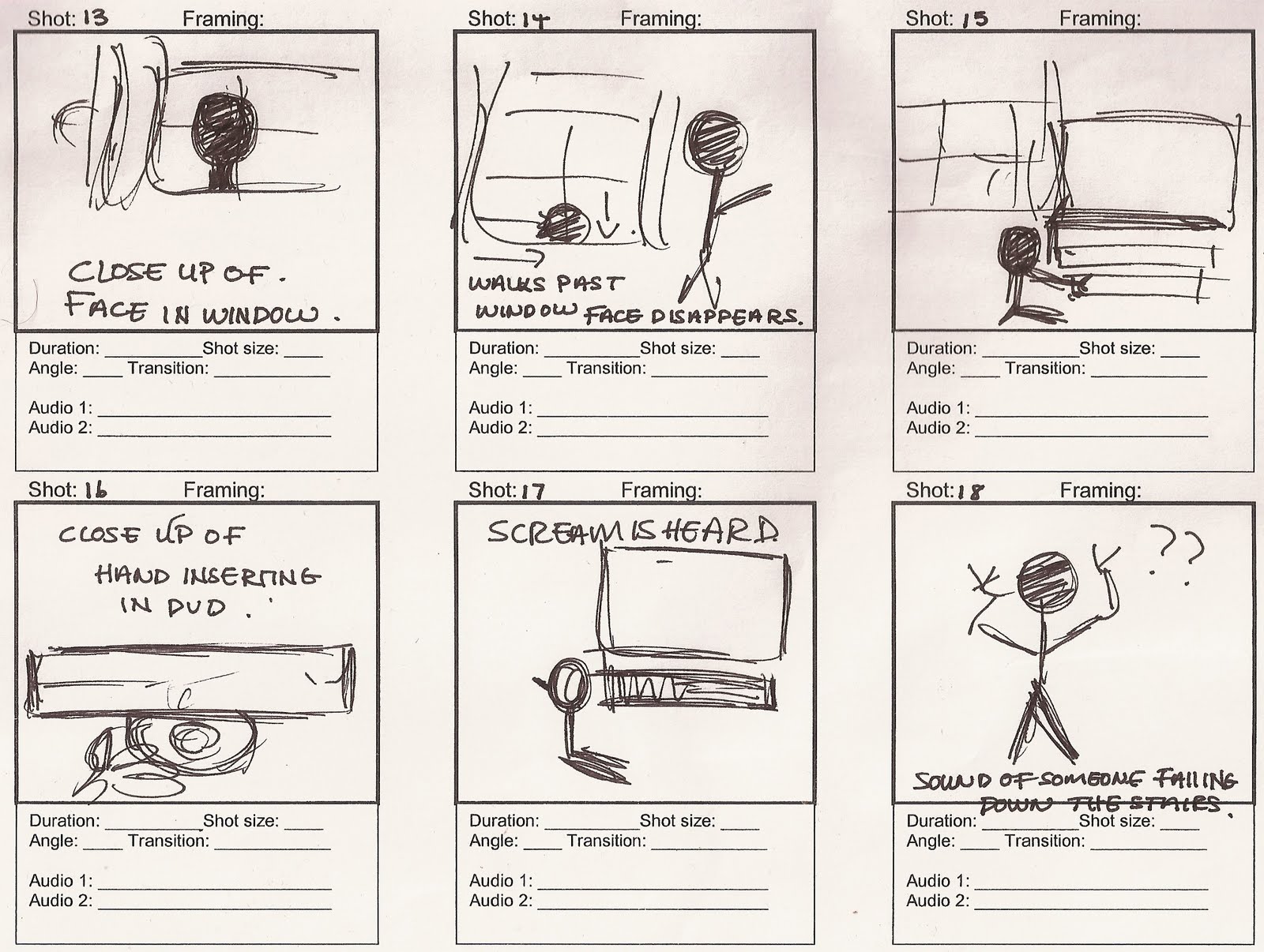 G321 Foundation production: Horror Film Story Board