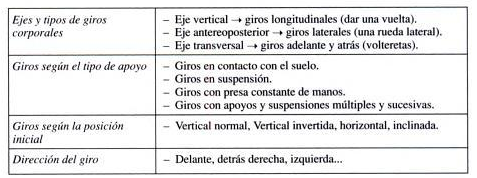 Evolución de los Giros: Clasificación de los Giros