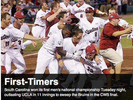 .& its her world.: South Carolina Gamecocks win NCAA College World Series