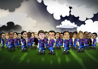 soccer wallpaper: Barcelona Cartoon Wallpaper
