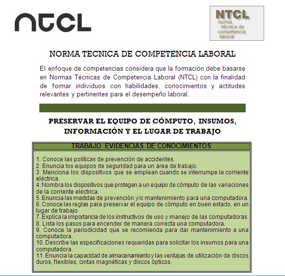 Conclusion de modulo: Norma Tecnica de Competencia Laboral (NTCL)