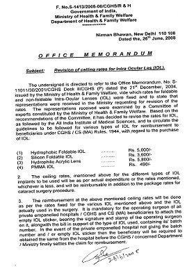 GOVERNMENT EMPLOYEES NEWS: Revision of ceiling rates for Intra Ocular ...