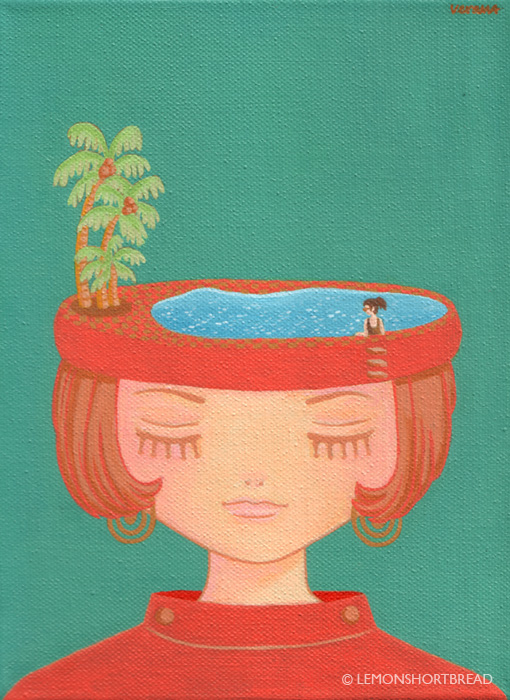 Pink Lemonade Stand by LemonShortbread: 'POOL HAT' PAINTING