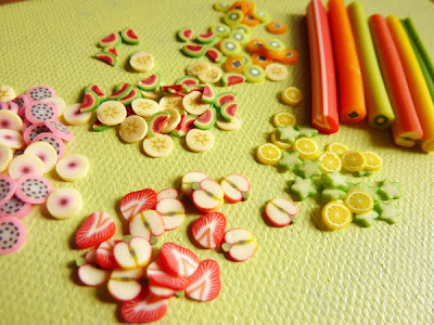 Pink Lemonade Stand by LemonShortbread: MINI FIMO FRUIT SALAD