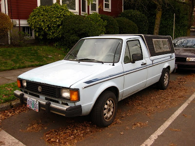 OLD PARKED CARS.: 1982 Volkswagen Rabbit Diesel Pickup.