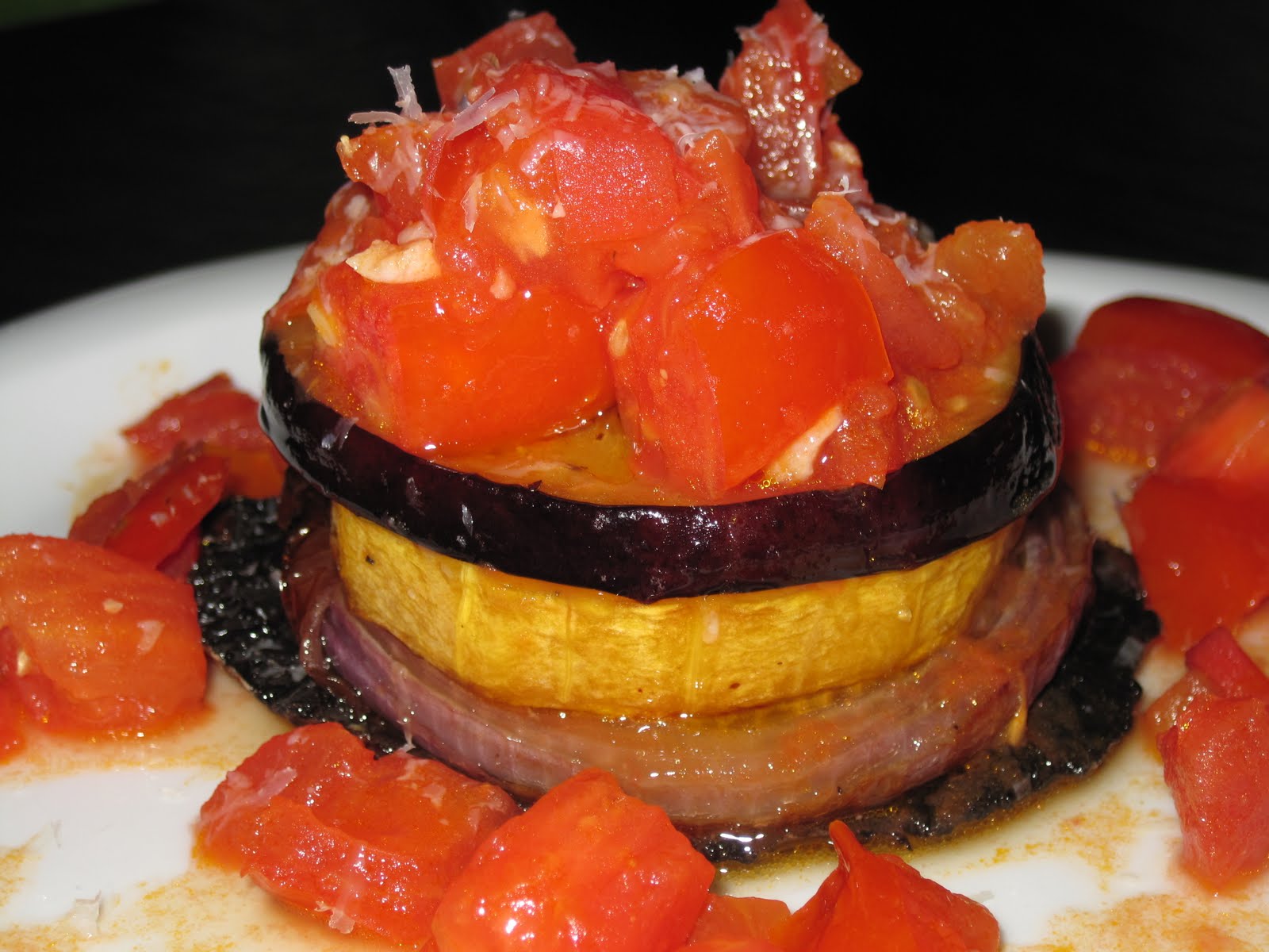 Roasted Vegetable Tower with Sauteed Tomatoes - At Home with Vicki ...
