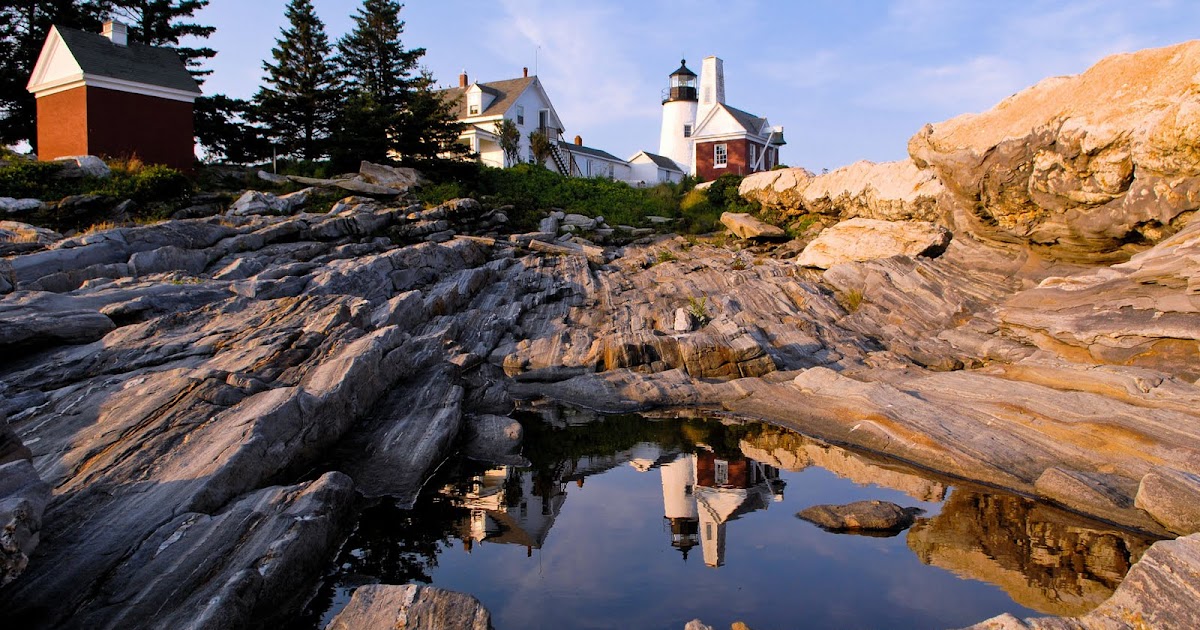 Maine Landscape Sea Coast Sunset Rocks Green Moss Waves Indonesia ...