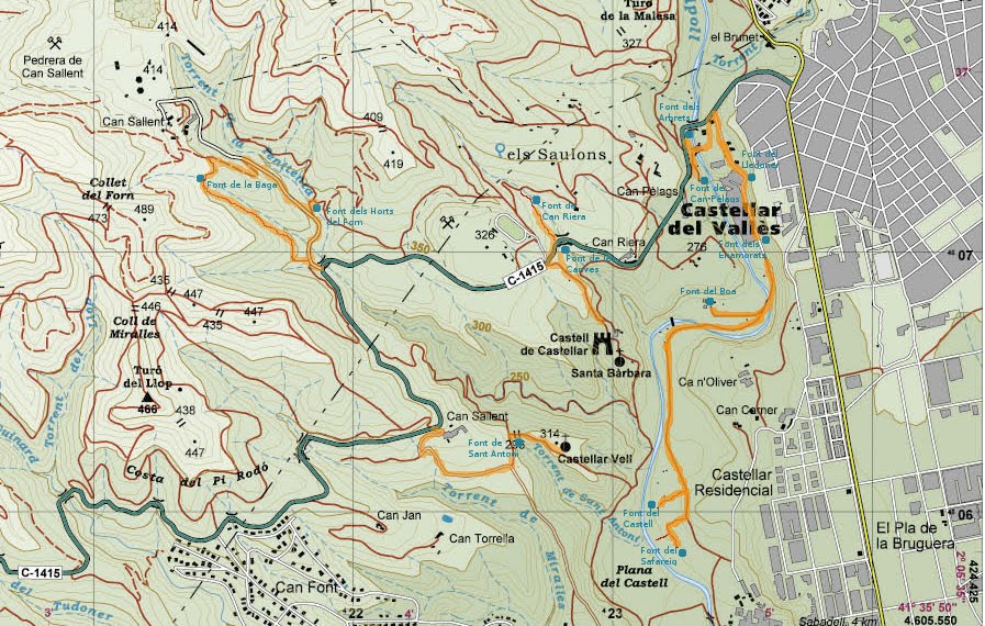 Rutes i fonts de Sant Llorenç i l'Obac: Castellar del Vallés