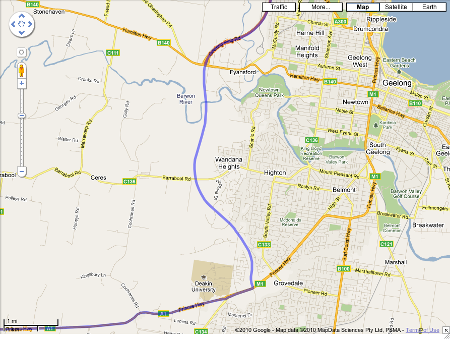 Z World: Geelong Ring Road Live in Google Maps. (Almost!)