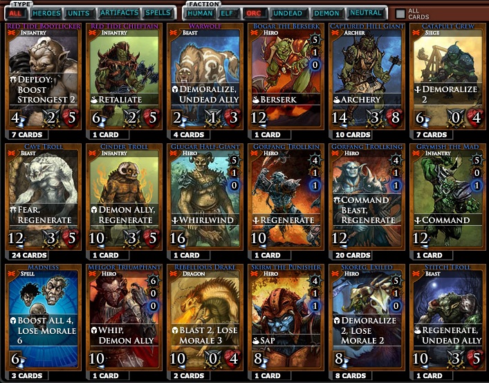 Warstorm Trading Cards: Collection...Orc Faction!