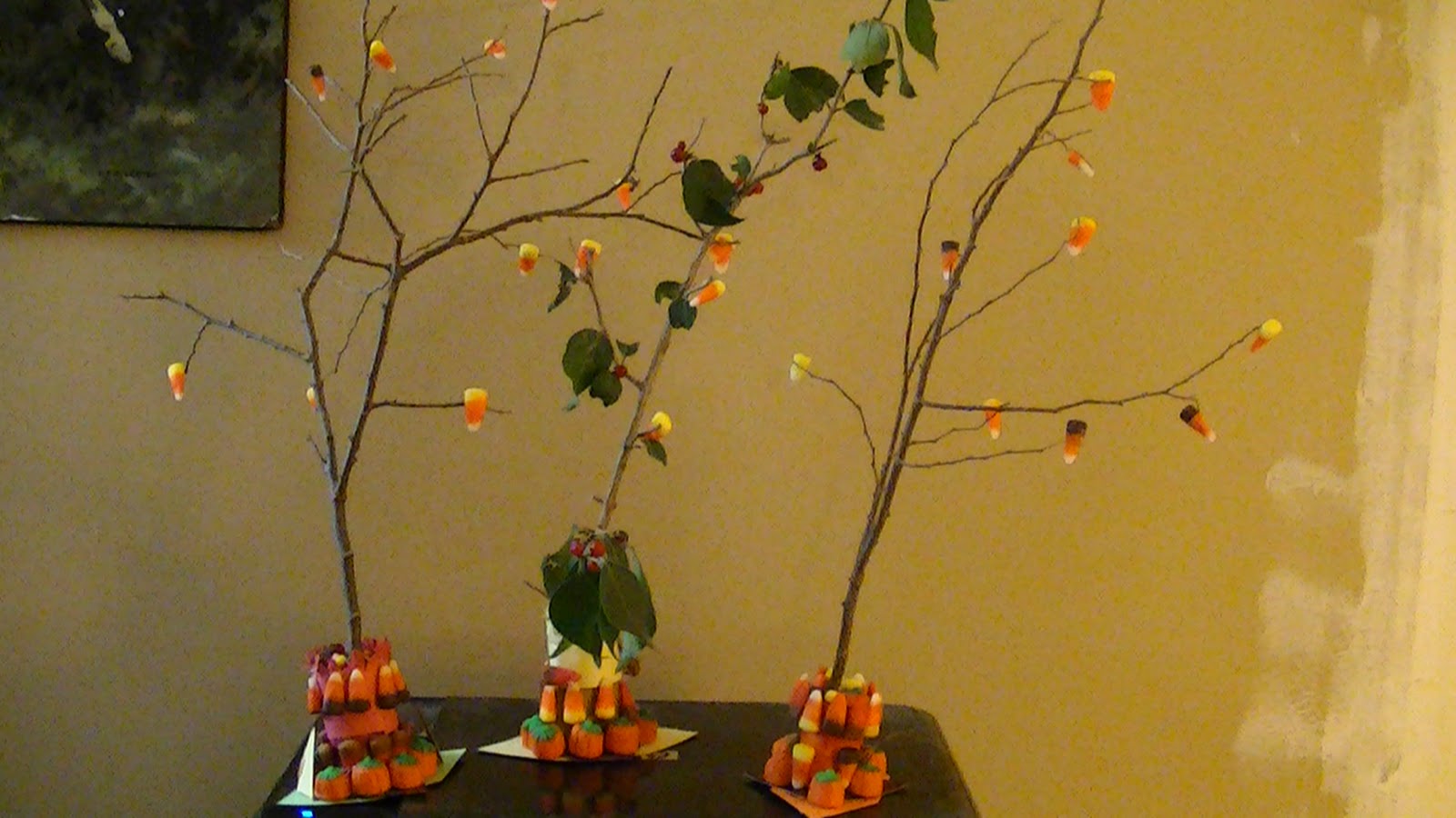 Our DIY Halloween Candy Corn Trees