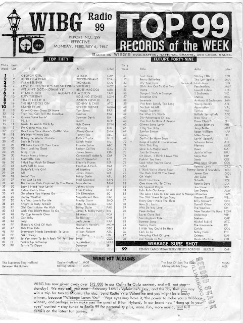 Nick's Radio Corner: WIBG Philadelphia Survey February 06 1967