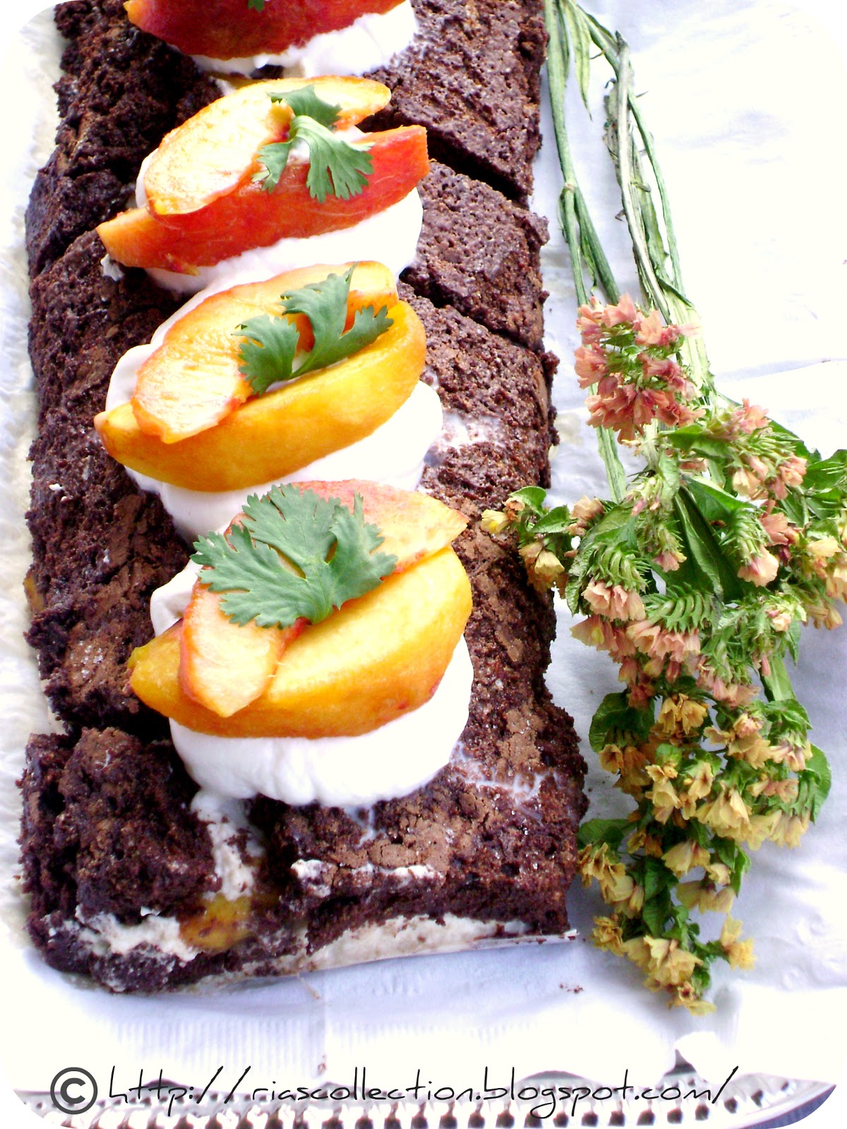 Ria's Collection: CHOCOLATE ROULADE with PEACHES & CREAM