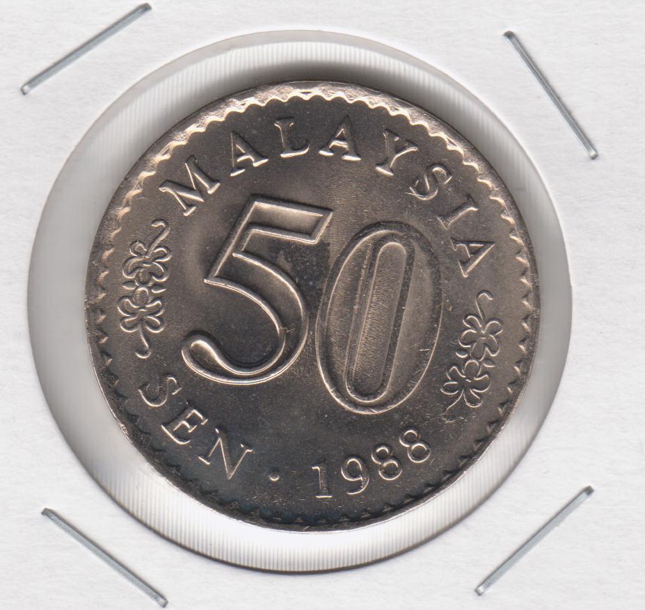 NAZRI DUIT ANTIK & SYILING LAMA: Syiling 50 sen "DOT" 1988