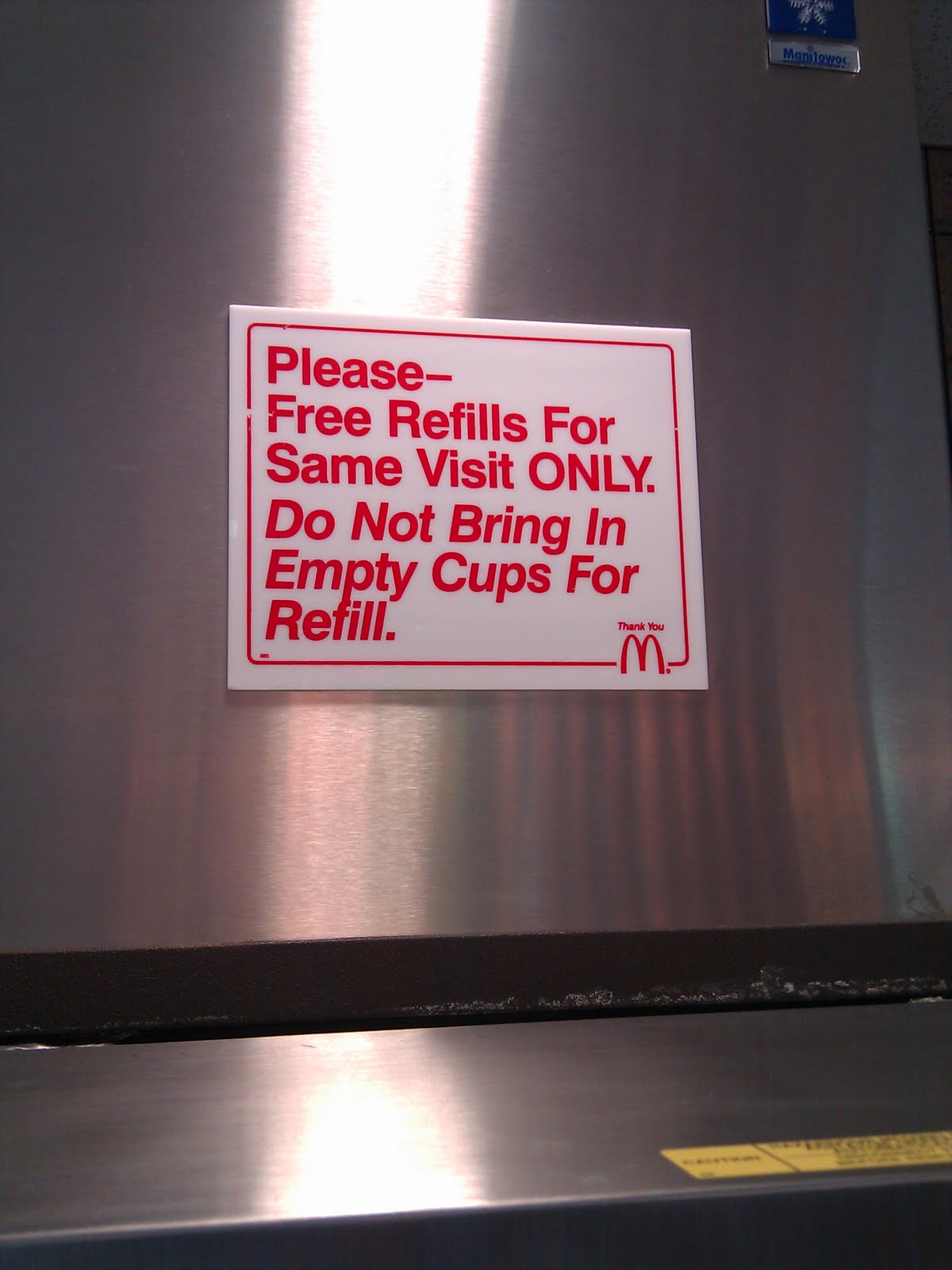Free Refills @ McDonald's - Same Visit Only