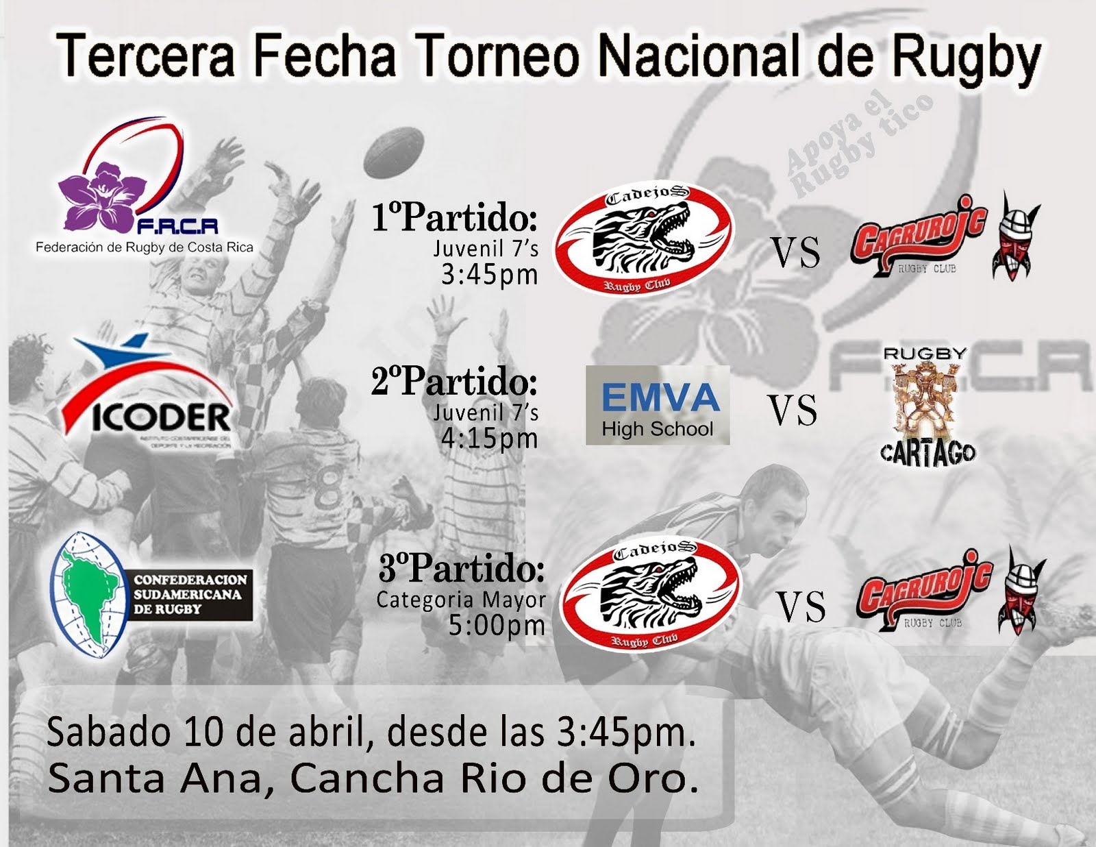 Rugby UCR: 3ra Fecha Campeonato Nac Rugby Costa Rica
