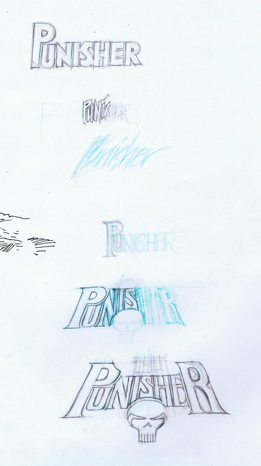 Kevin Nowlan: Punisher Logo roughs