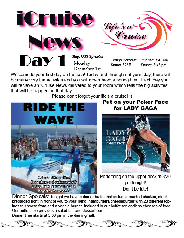 Desktop Publishing: Cruise News Letter ICRUISE