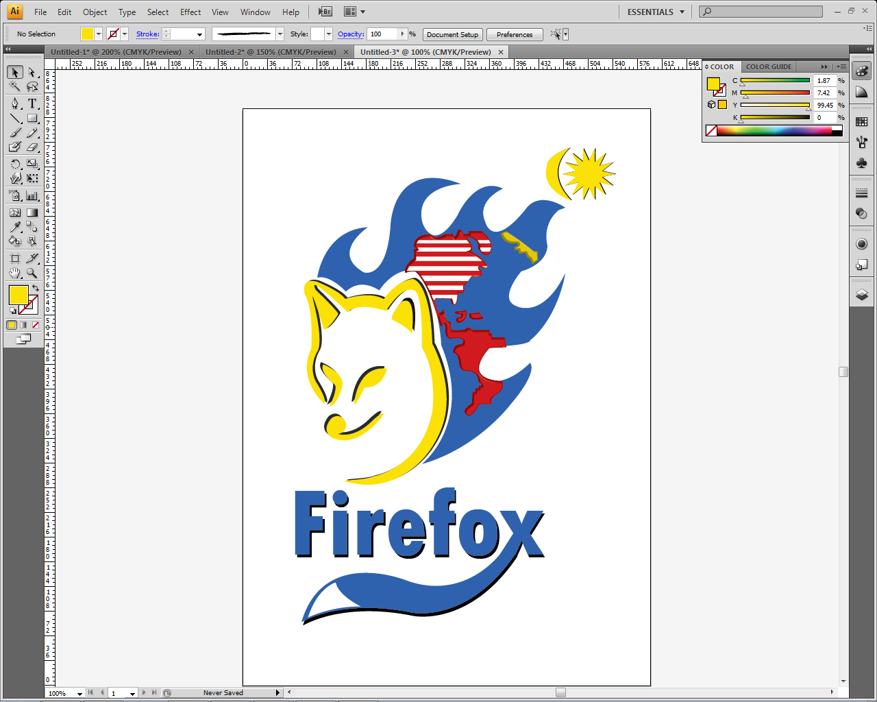 Computer Graphic 1: The Step How I Redesign Mozilla Firefox Logo