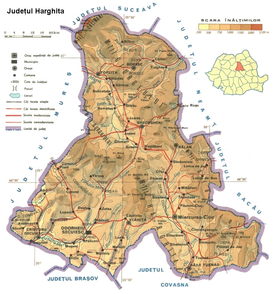 Romania Live: Harta rutiera Harghita - Miercurea Ciuc