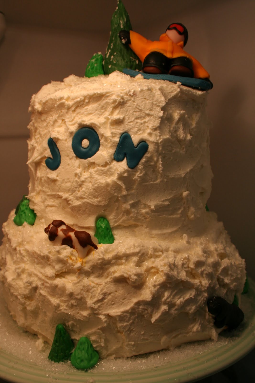 Blue Moon Cakes: Buttercream Snow Drift Snowboarder Cake