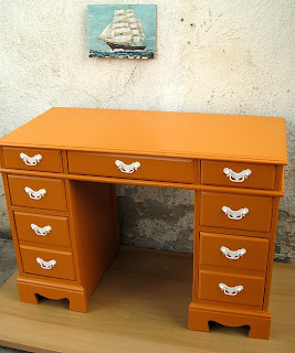 abodewell: Sold! Vintage Citrus Orange wood Desk with Anthropologie ...