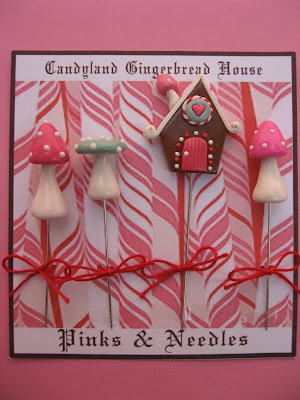Pinks & Needles: Gingerbread House Pin Toppers