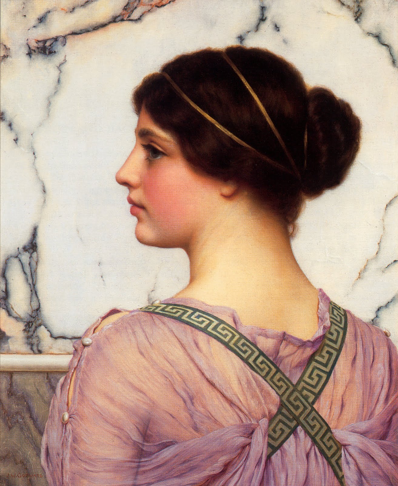 Vintage Ephemera: Pre-Raphaelite painting, "A Grecian Lovely", 1909